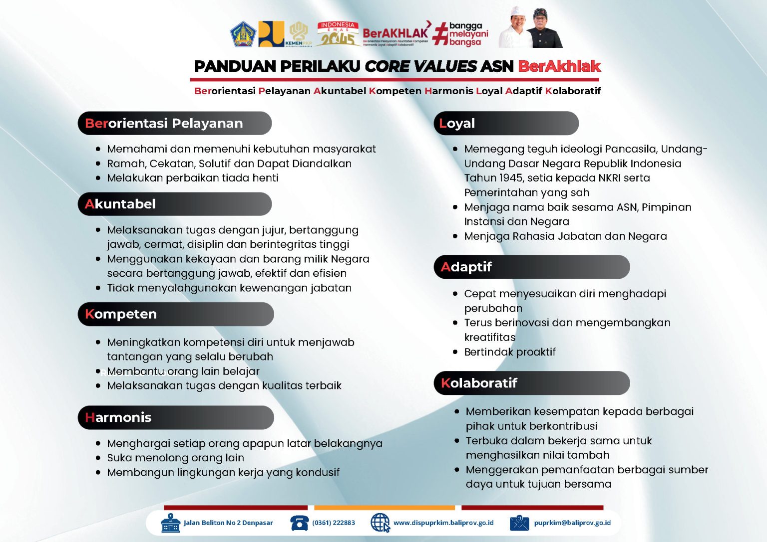 Penjelasan dan Contoh Prilaku Core Values ASN BerAKHLAK - PUPRKIM Bali ...